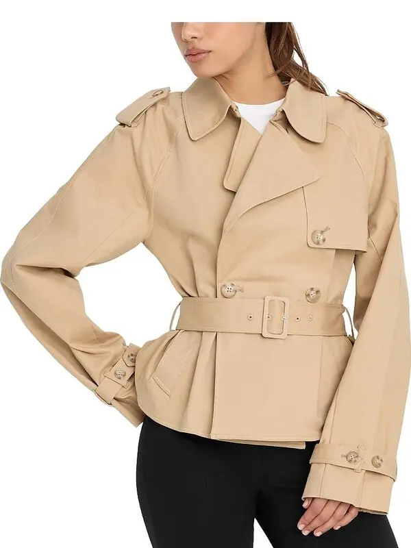 Good American Cropped Trench Jacket - Sandy Fawn