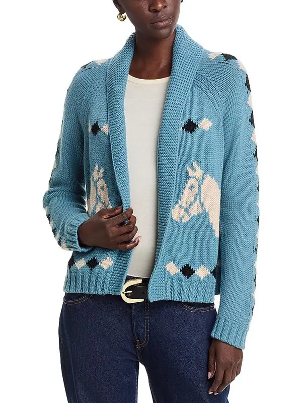 The Great. Stable Lodge Cardigan Sweater - Blue Bell