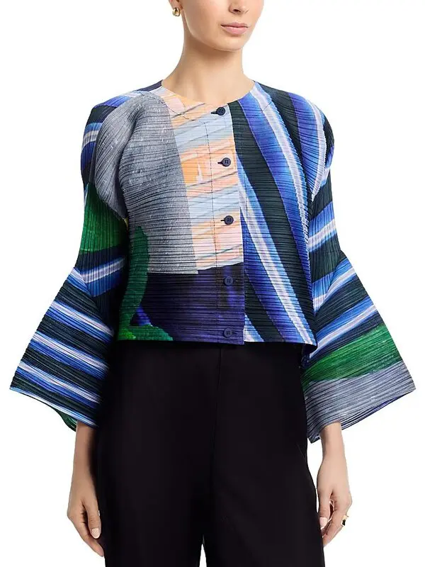Issey Miyake City Collage Cardigan Sweater - Gray/navy