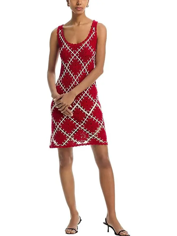 FRAME The Crochet Diamond Dress - Cherry Red