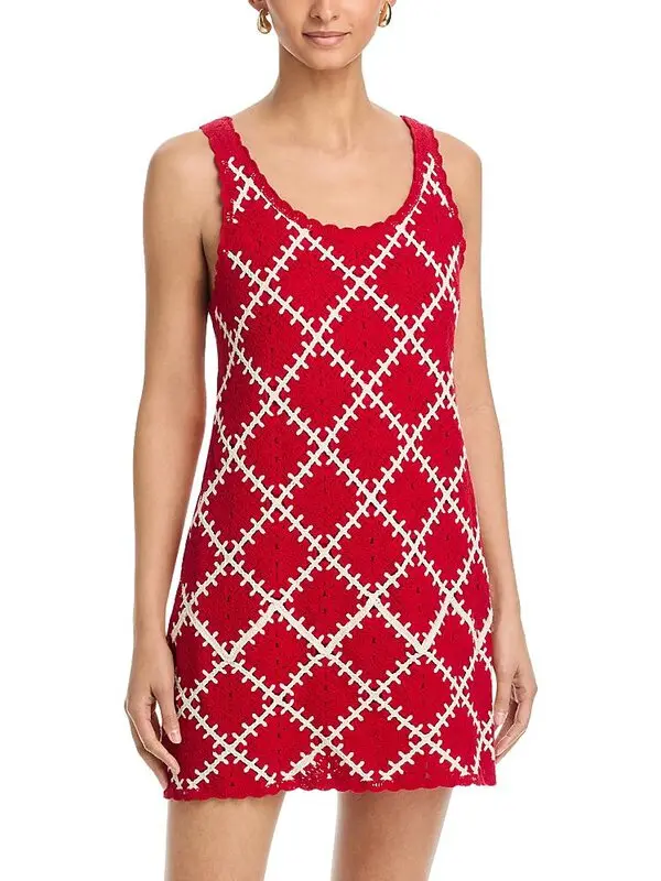 FRAME The Crochet Diamond Dress - Cherry Red