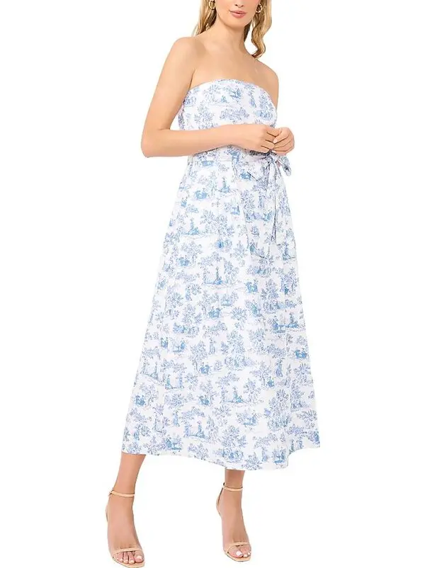 1.State Strapless Tie Waist Midi Dress - Blue Denim
