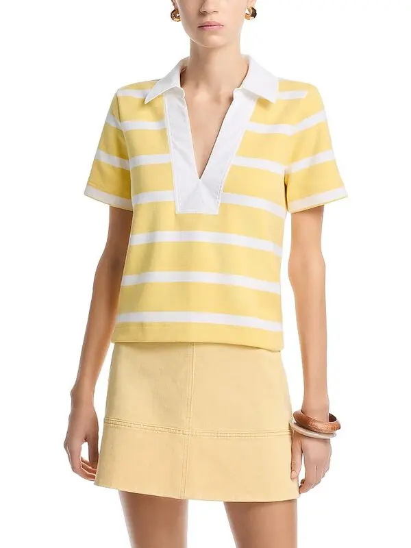 Tanya Taylor Melanie Top - Lemon Meringue/white Wide Stripe