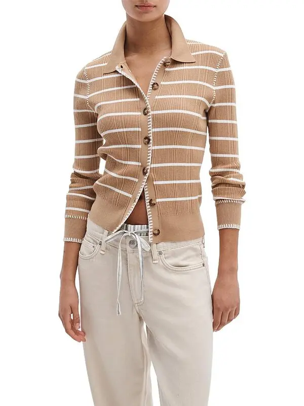 Rag & Bone Harper Polo Cardigan - Camel