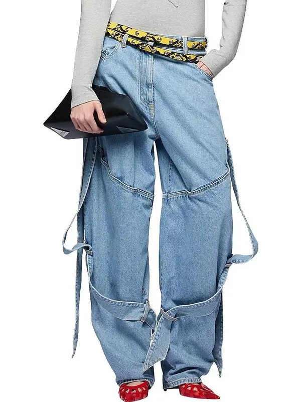 Attico Long Denim Pants - Sky Blue