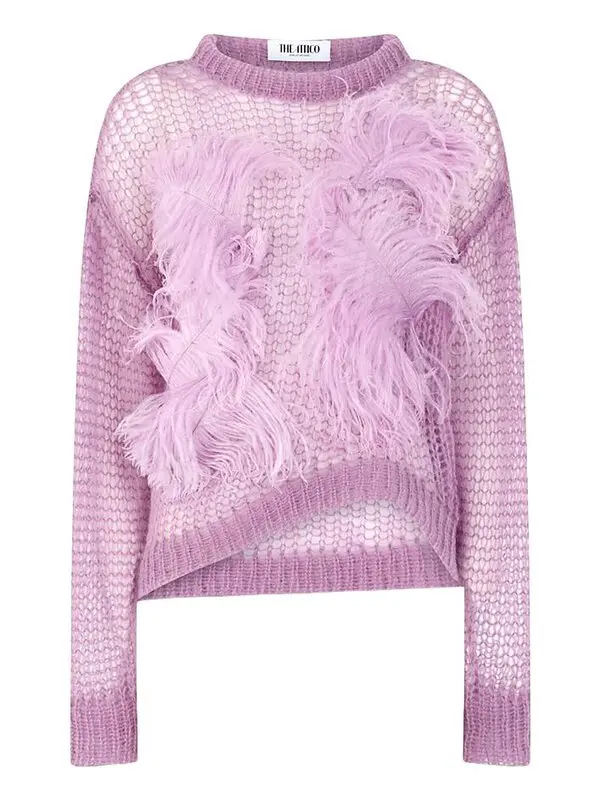 Attico Mohair Crewneck Sweater - Dusty Mauve