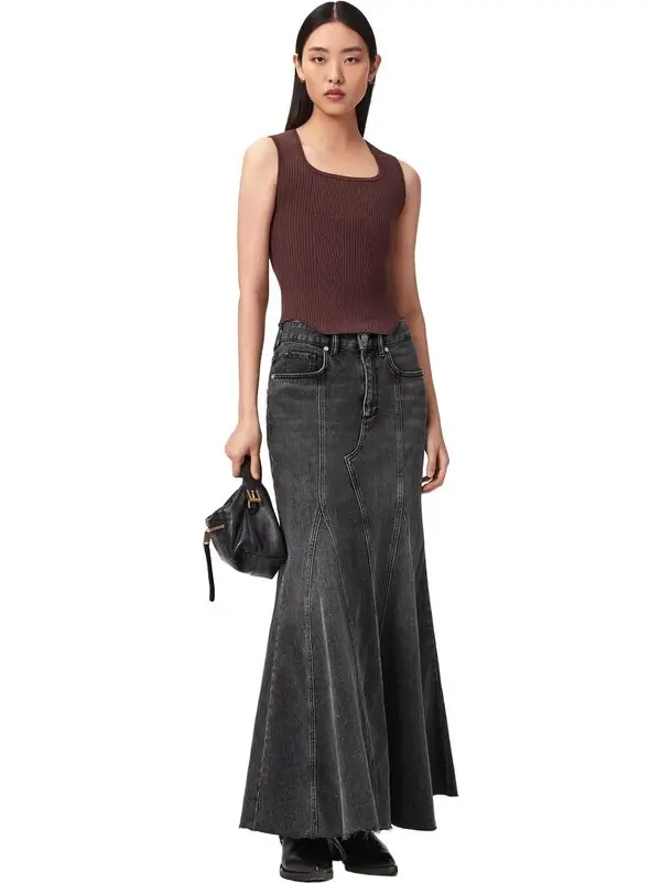 ALLSAINTS Alma High Rise Denim Skirt - Washed Black
