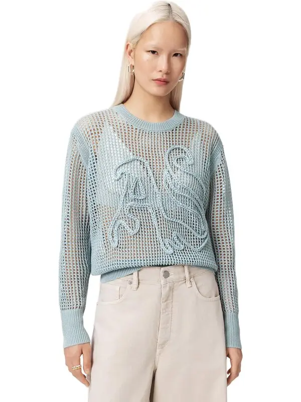 ALLSAINTS Raelyn Relaxed Fit Open Stitch Sweater - Quarry Blue