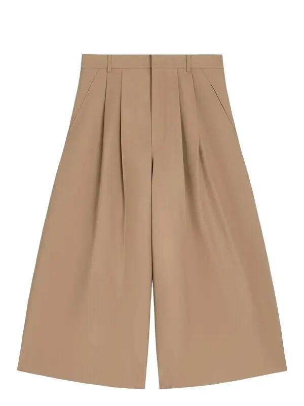 Celine Montauk Wool And Cotton Trousers - Beige