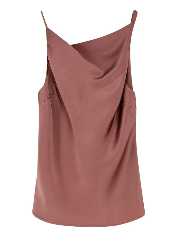 ALYSI Satin Asymmetrical Top - Brown