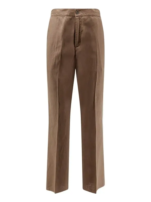HEVO Torre Chianca Linen And Viscose Trousers - Brown