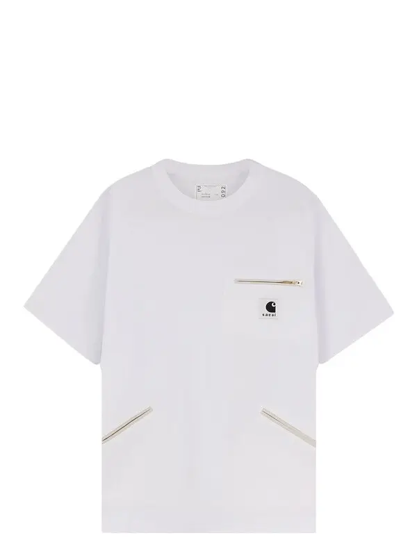 SACAI X CARHARTT WIP Cotton Tshirt With Frontal Logo Patch - White