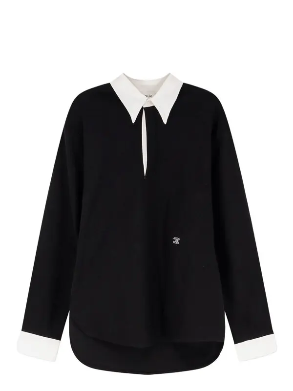 Celine Cotton Sweatshirt With Triomphe Embroidery - Black
