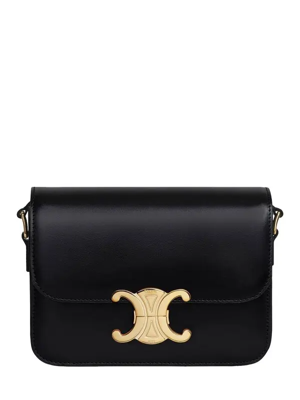 Celine Teen Triomphe Leather Crossbody Bag - Black