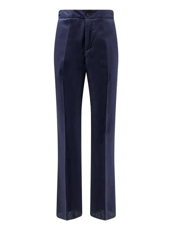 HEVO Linen And Viscose Trousers - Blue