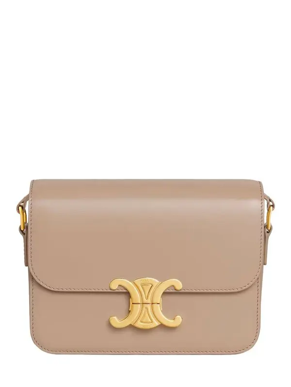 Celine Teen Triomphe Leather Crossbody Bag - Beige