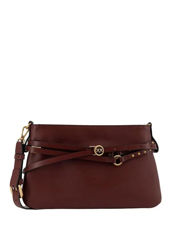 Pinko Leather Belt Bag With Love Birds Logo - Brown