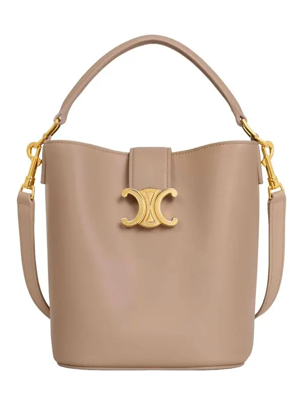 Celine Louise Small Leather Bucket Bag - Beige