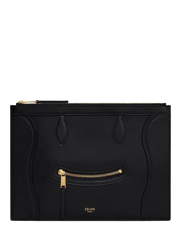 Celine Leather Clutch - Black