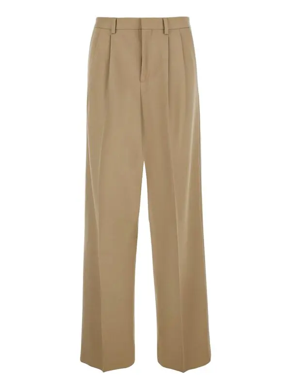 Celine Wool And Cotton Trousers - Beige