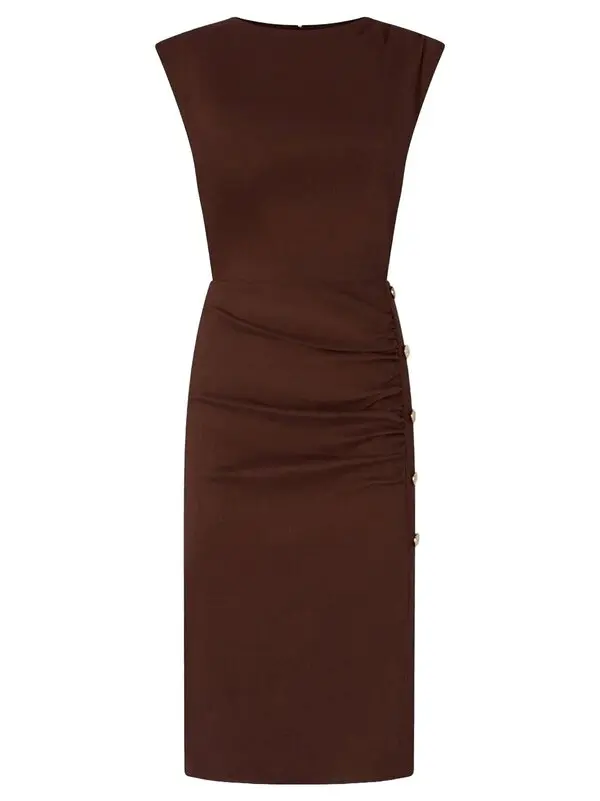 Pinko Alissa Linen And Viscose Dress - Brown
