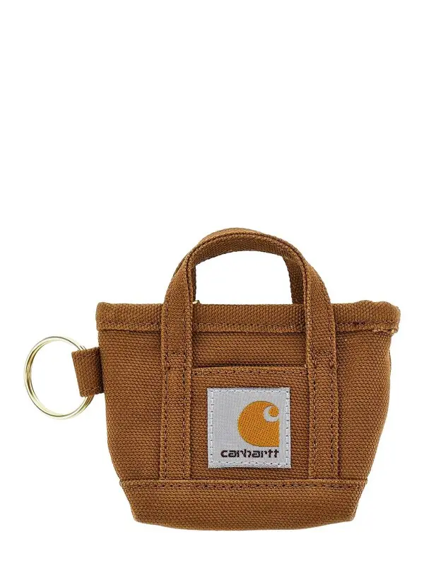 Carhartt Work In Progress Canvas Mini Tote Bag Key Ring - Brown