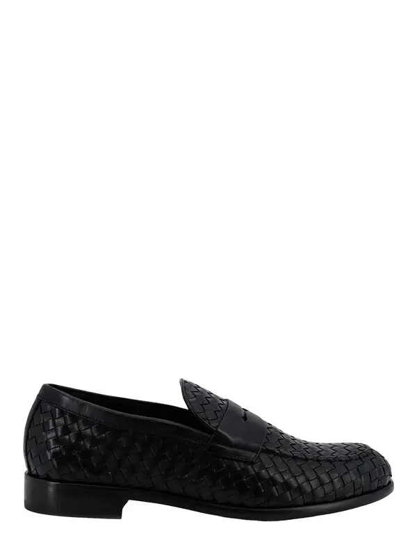 DOUCAL'S Adler Woven Leather Loafers - Black