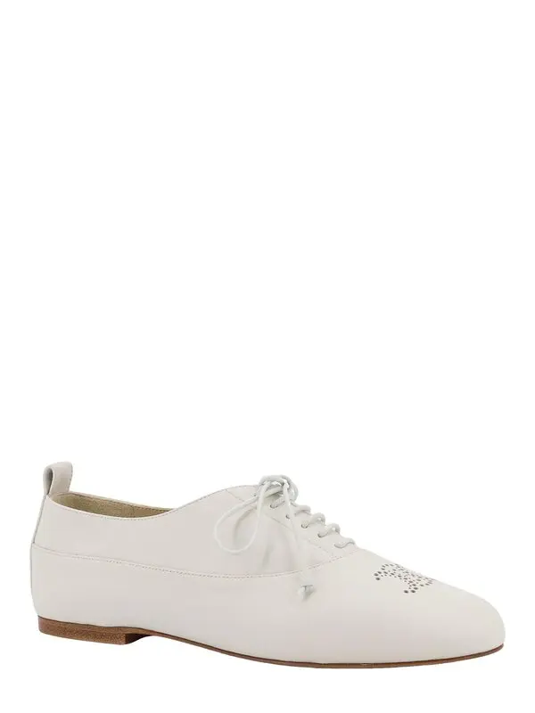 Celine Triomphe Richelieu Leather Lace-up Shoes - White