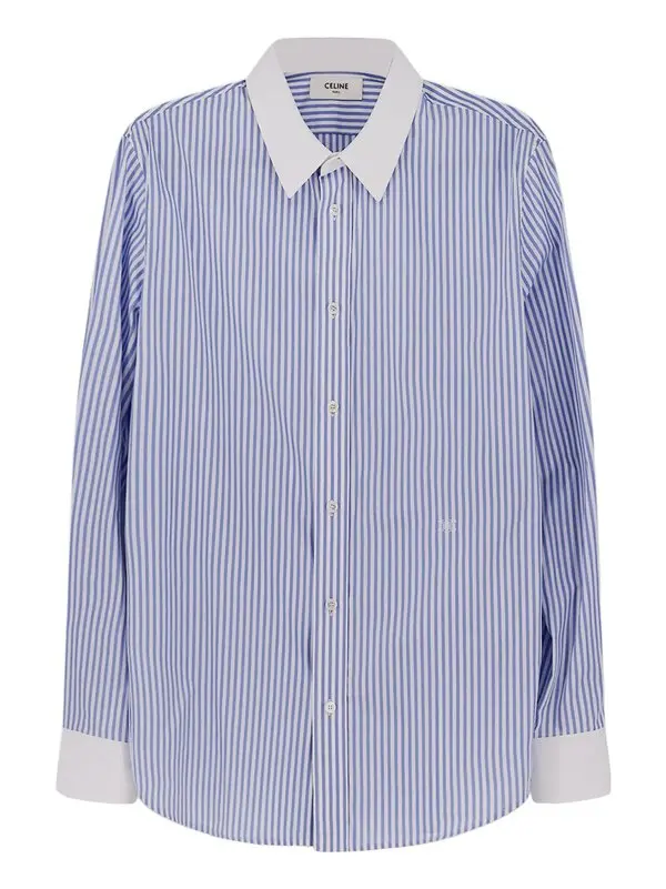 Celine Striped Cotton Shirt - Blue