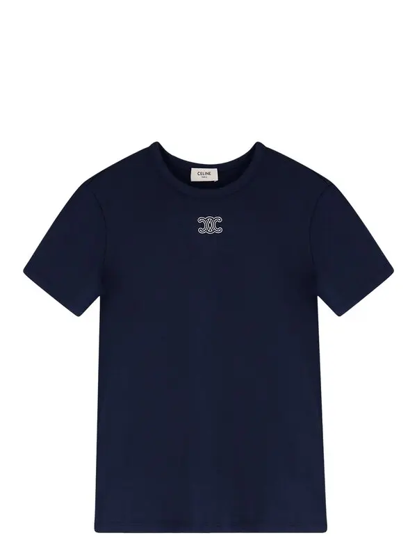 Celine Cotton Blend T-shirt With Triomphe Logo - Blue