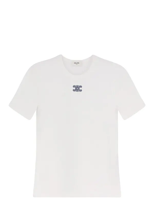 Celine Cotton Blend T-shirt With Triomphe Logo - White
