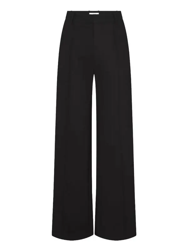 FRAME Pleated-front Wide Leg Trousers - Black
