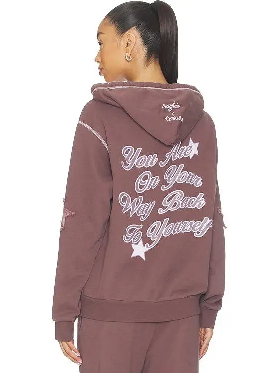 THE MAYFAIR GROUP X Orebella 'on Your Way Back To Yourself' Zip-up Hoodie - Peppercorn