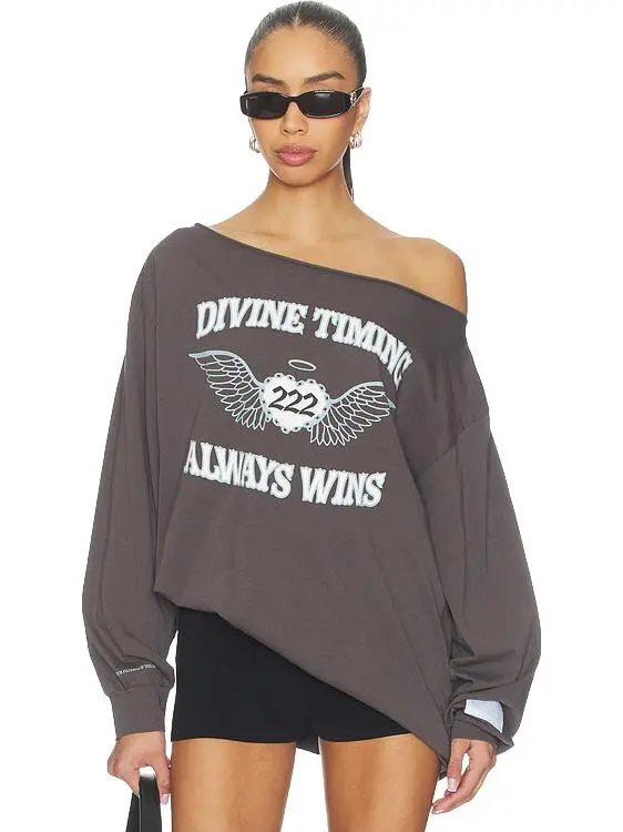 THE MAYFAIR GROUP X Orebella Bella Hadid Divine Timing Longsleeve Top - Charcoal