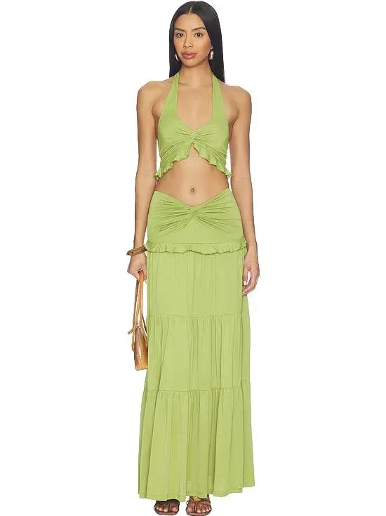 MORE TO COME Noelle Maxi Skirt Set - Pear Green