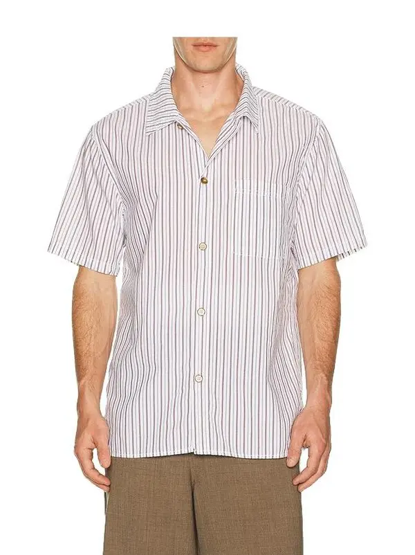 RHYTHM Seersucker Stripe Shirt In White - Cedar