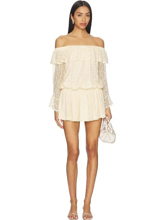 MORE TO COME Libbie Off Shoulder Mini Dress - Cream