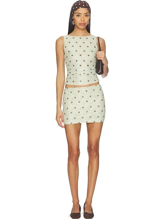 MORE TO COME Logan Mini Skirt Set - Sage Polka Dot