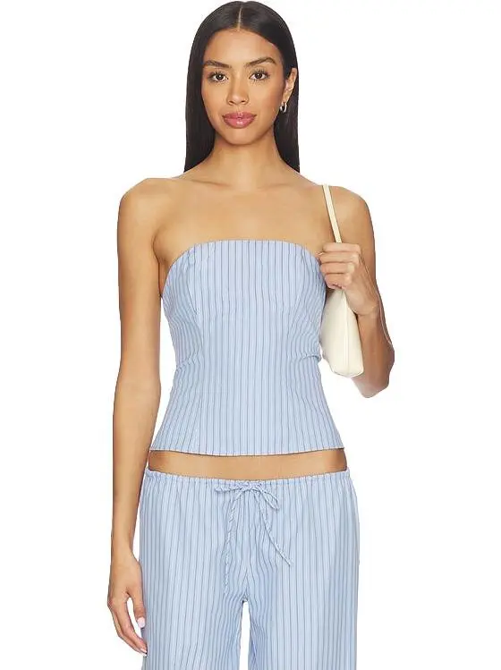 MORE TO COME Lyrica Strapless Top - Blue Stripe