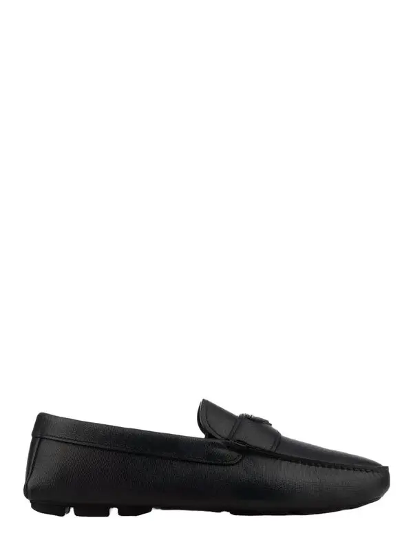 Prada Logo Leather Loafers - Black