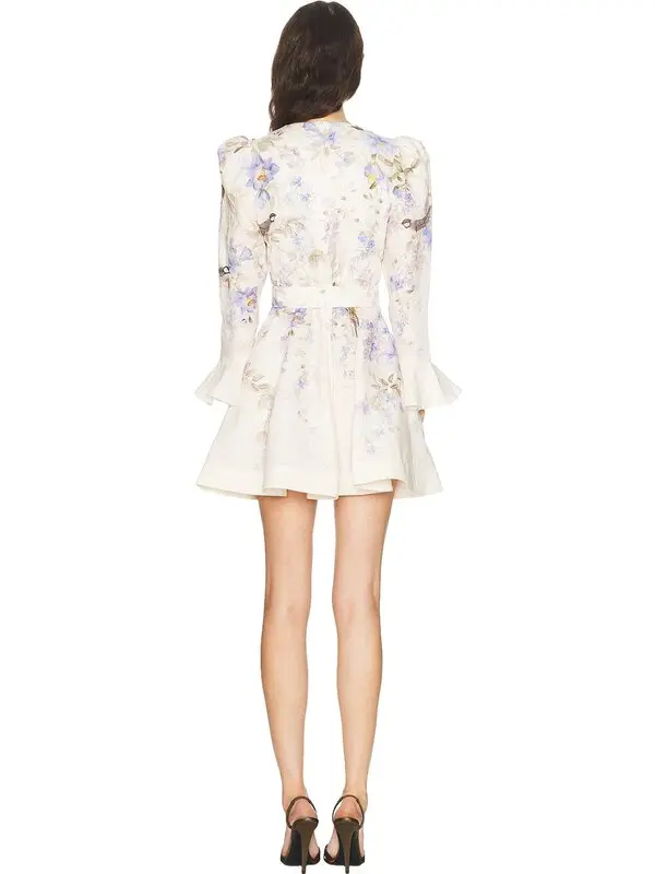 Zimmermann Luna Plunge Mini Dress - Blue Songbird