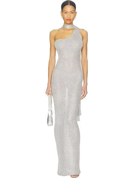 BANANHOT Aretha Maxi Dress - Silver Glitter