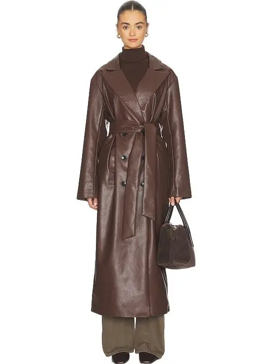 ALL THE WAYS Carey Faux Leather Trench - Brown