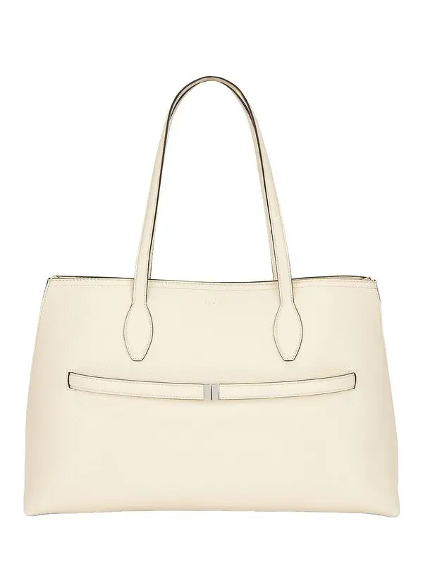 TOTEME Grained Leather Lounge Tote Bag - Milk