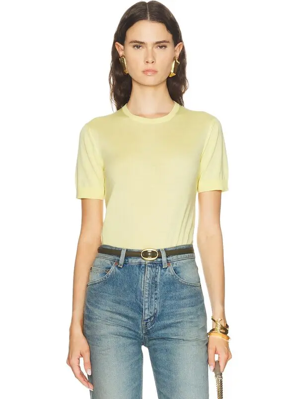 Saint Laurent Short Sleeve Pullover Sweater - Jaune Pale