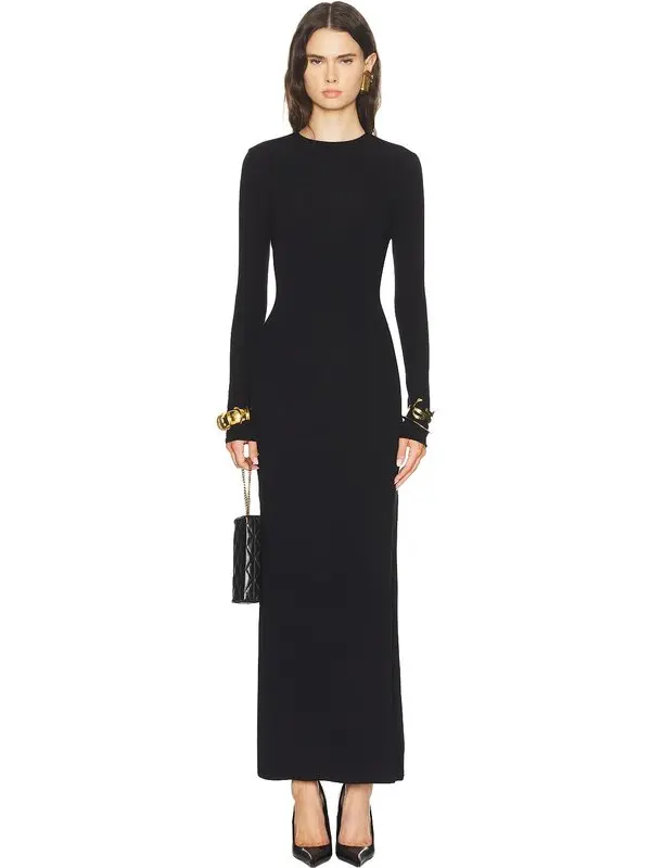 Saint Laurent Long Sleeve Maxi Dress - Noir