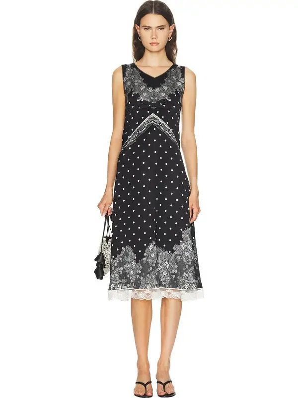 Marc Jacobs Trompe L'oeil Slip Midi Dress - Black Multi