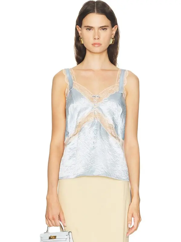 Marc Jacobs Satin Lace Slip Top - Blue Mist