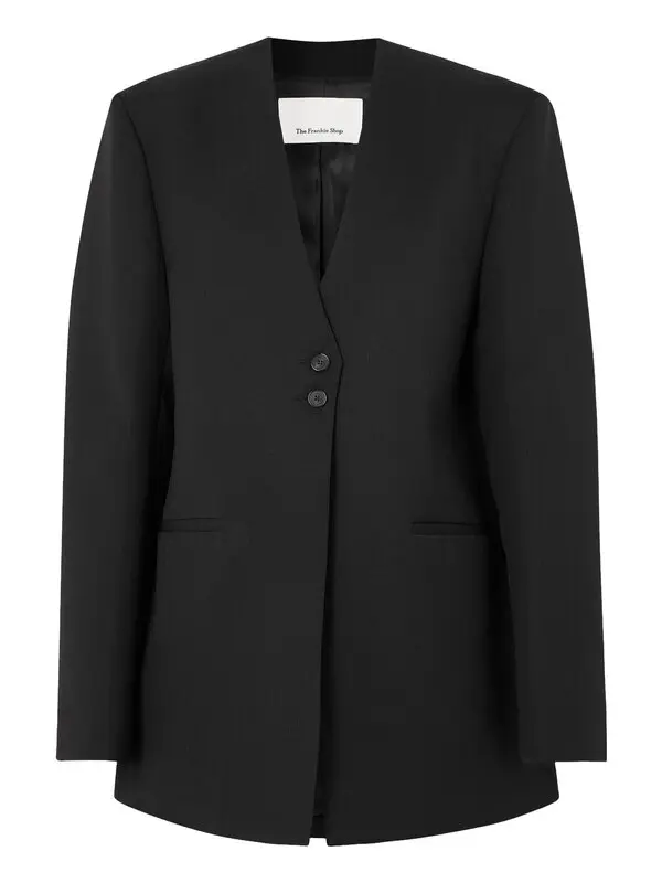 THE FRANKIE SHOP Winsen Oversized Woven Blazer - Black
