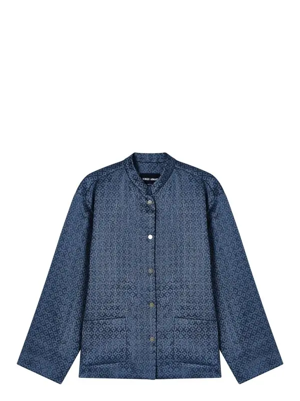 Giorgio Armani Printed Linen And Viscose Shirt Jacket - Navy Blue